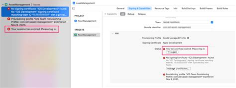 Xcode エラー「your Session Has Expired Please Log In」の解決方法│kkfactory92