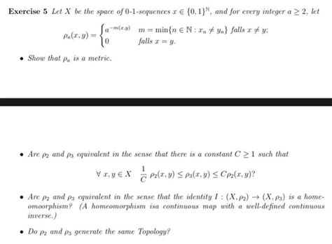 Solved Exercise Let X Be The Space Of Sequences Chegg Com