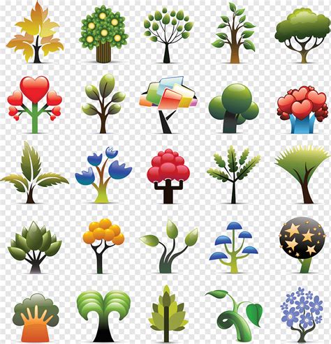 Colorful Trees Set Png PNGWing
