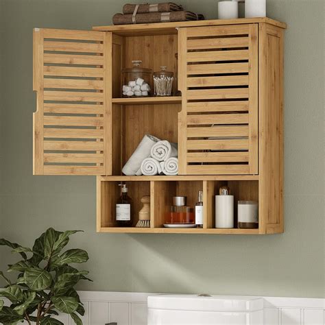 Forabamb Bathroom Wall Storage Cabinet Bamboo Medicine