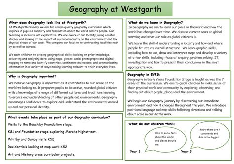 Geography Westgarth Primary School