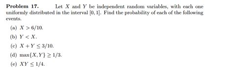 Solved Let X And Y Be Independent Random Variables With Chegg