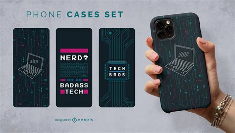 Tech Nerd Phone Case Set Vector Download
