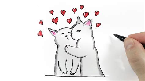 Рисуем влюбленных кошек Youtube