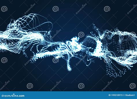 Array With Dynamic Particles Wavy Background Composition With Motion Effect Stock Vector