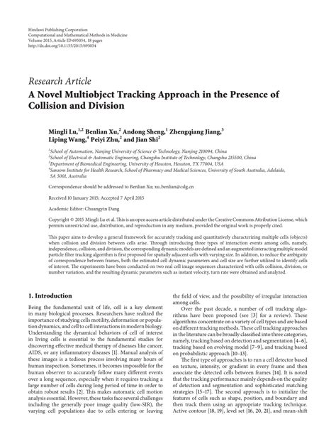 Pdf A Novel Multiobject Tracking Approach In The Presence Of