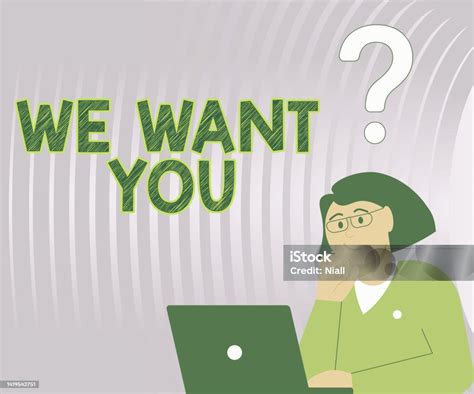개념 캡션 우리는 당신을 원한다 회사를위한 Word는 공석을 고용하고 싶어합니다 재능을 찾고 취업 레이디 그리기 물음표로