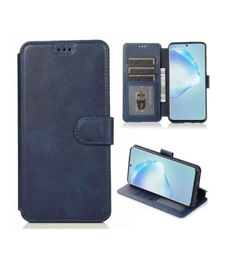 Чехол книжка для Tecno Spark 10 Pro кожаный синий с магнитной застежкой Flip чехол с функцией