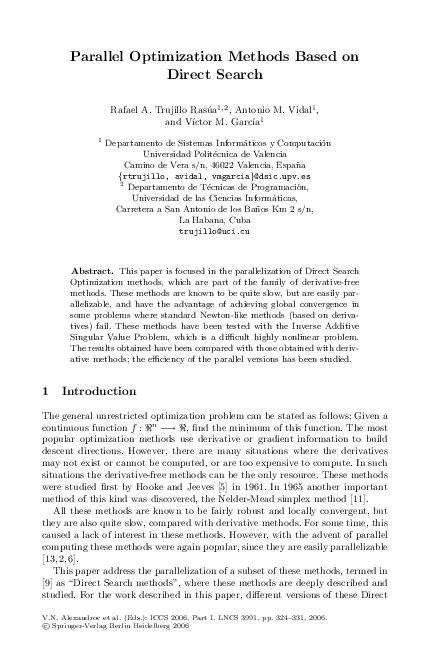 Pdf Parallel Optimization Methods Based On Direct Search