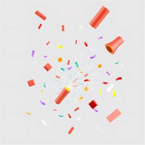 Red Party Popper Exploding With Colorful Confetti On A White Background Premium Ai Generated Image