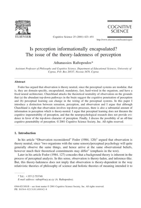 Pdf Is Perception Informationally Encapsulated The Issue Of The