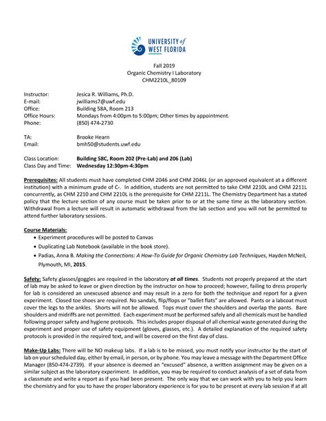 Syllabus Jessica Williams Warning Tt Undefined Function 32 Fall 2019 Organic Chemistry I