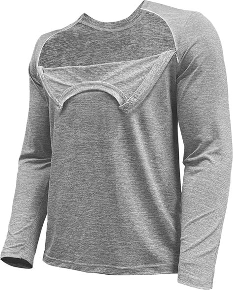Unisex Chemo Long Sleeve Shirts Men Chemotherapy Chest Port Access Shirt With Dual