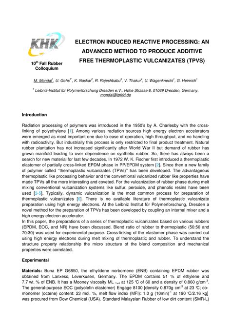 Pdf Electron Induced Reactive Processing An Advanced Technique To Produce Thermoplastic
