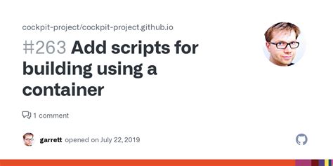 Add Scripts For Building Using A Container · Issue 263 · Cockpit Projectcockpit Projectgithub