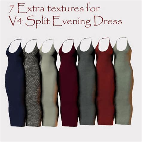 7 extra textures for v4 split evening dress poser 3d clotheposer world digital content store for