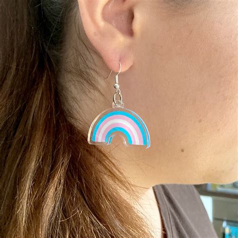Trans Pride Earrings Transgender Pride Jewellery Rainbow And Co