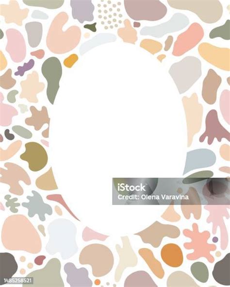 추상적인 형태 없는 형태 배경 벡터 그림에 매끄러운 패턴이 있는 타원형 프레임 가정 장식 표지 포스터 명함을 위한 간단한 손으로 그린 트렌디한 보헤미안 현대 디자인 개념 0