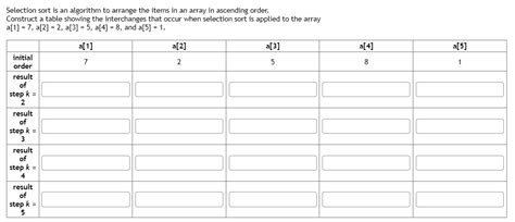 solved text copy of same questionselection sort is an algorithm to