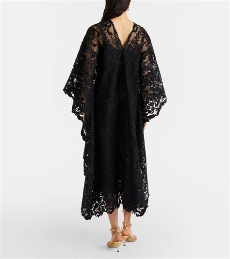 Caftano In Pizzo Guipure In Nero Oscar De La Renta Mytheresa