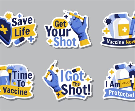Vaccine Sticker Collcetion Vector Art And Graphics
