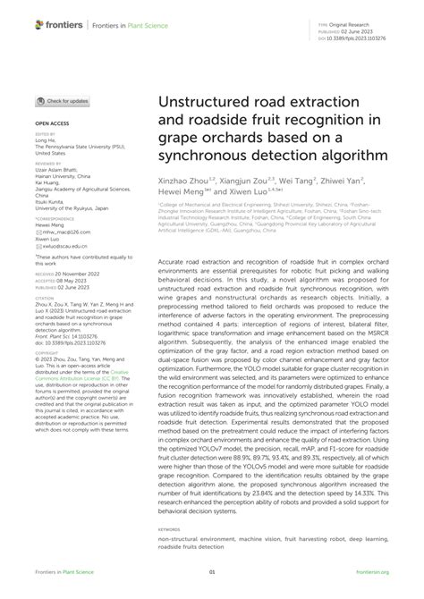 Pdf Unstructured Road Extraction And Roadside Fruit Recognition In