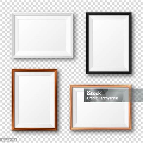 체크 인 배경에 그림자가있는 사실적인 검은 색 흰색 및 나무 그림 프레임 빈 포스터 모형 빈 사진 프레임입니다 벡터 일러스트레이션 0명에 대한 스톡 벡터 아트 및 기타