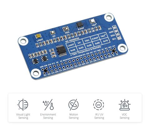 Custom Raspberry Pi Environment Sensor Hat Sensor Module I2c Bus Manuf Lonten Tech
