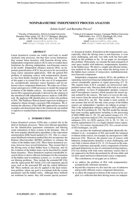 Pdf Nonparametric Independent Process Analysis