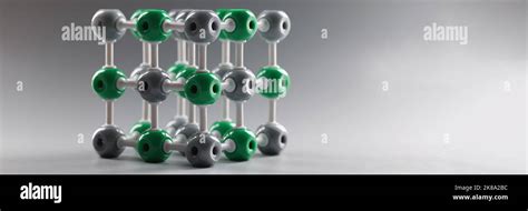 Molecular Dna Model Structure On Grey Background Grey And Green Cells