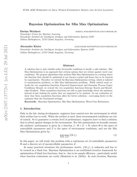 Bayesian Optimization For Min Max Optimization Deepai