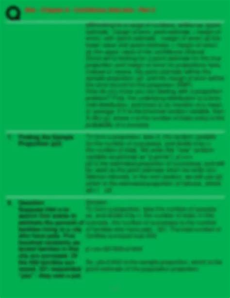 Alta Chapter 8 Confidence Intervals Part 2 Quizzes Mathematics Docsity