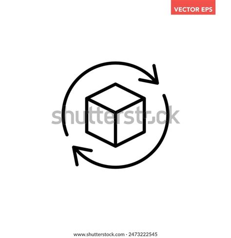 Black Single Rotating 3d Cube Model Stock Vector Royalty Free