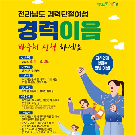 2024년 전남 경력단절여성 경력이음 바우처 신청하세요 1인 50만원 전라남도 여수시 웰로
