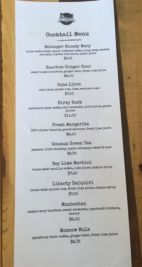 Menu At 531 Liberty Cafe Houma