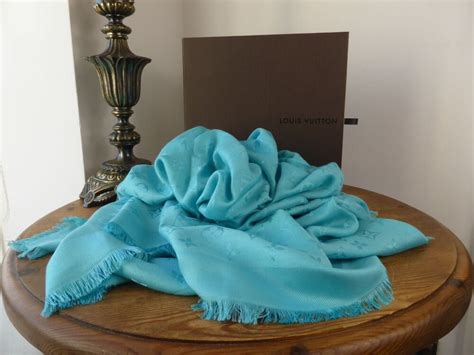 Louis Vuitton Monogram Classic Shawl Scarf In Bright Turquoise Cyan