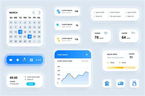 의학 모바일 앱용 Gui 요소 클리닉 약국 매장 사용자 인터페이스 생성기의 온라인 의료 서비스 독특한 Ui Ux 디자인 키트 벡터 일러스트 개성 개념에 대한 스톡 벡터 아트