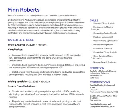 1 Pricing Analyst Cv Examples [ Free Templates]