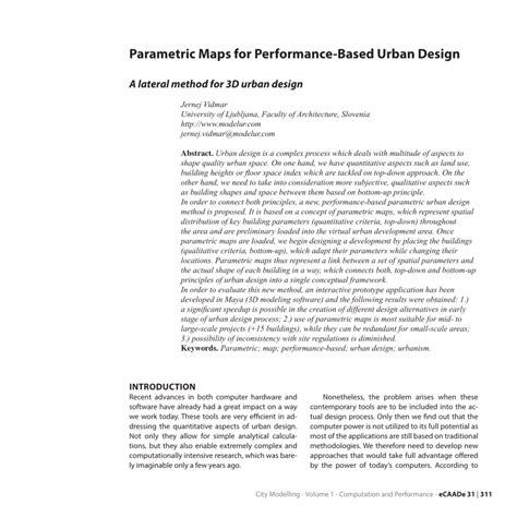 Pdf Parametric Maps For Performance Based Urban Design