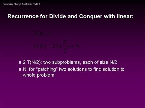 summary of algo analysis slide 1 algorithm complexity