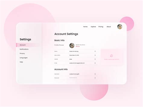 account settings page design