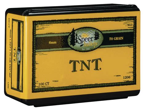 Speer Bullets 1206 Tnt 6mm 243 70 Gr Jacketed Hollow Point Jhp 100 Box Gunstuff