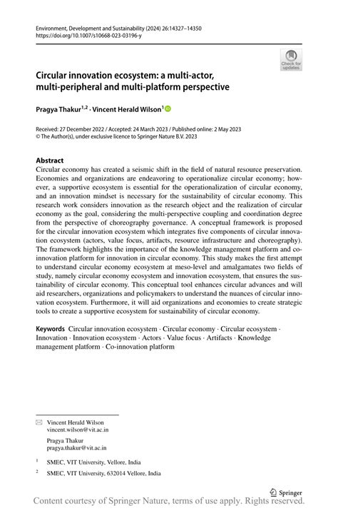 Circular Innovation Ecosystem A Multi Actor Multi Peripheral And Multi Platform Perspective