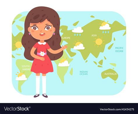 Wettervorhersage Auf Tv News Mit Kind Meteorologe Vektorbild