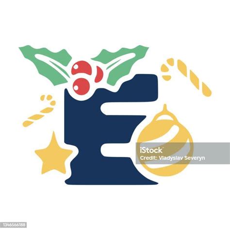 편지 전자는 겨우살이와 크리스마스 요소로 장식되어 있습니다 새해 레터링 클립 아트 개념에 대한 스톡 벡터 아트 및 기타 이미지