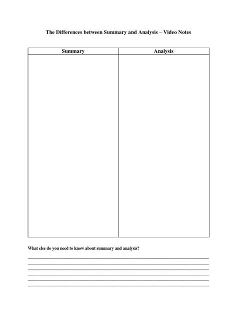 The Differences Between Summary And Analysis Pdf