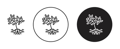 Tree With Roots And Leaves Icon Vector Art At Vecteezy