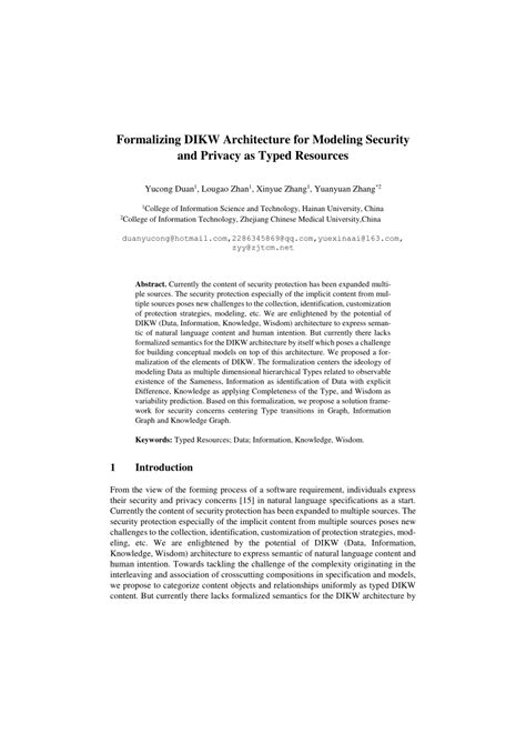 pdf formalizing dikw architecture for modeling security and privacy
