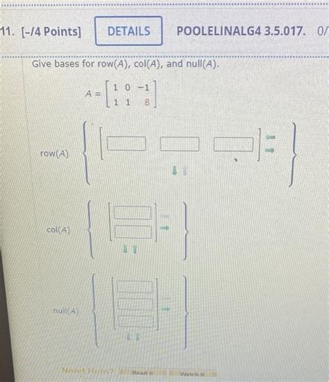 solved give bases for row a col a and null a