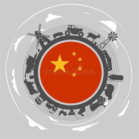 Circle With Agricultural Icons Objects Located Around The Circle Field For Text In The Center